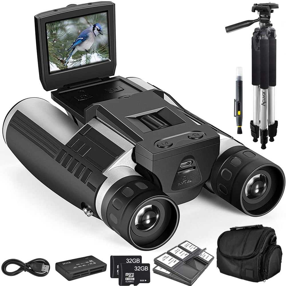 Acuvar 5MP Camera & Video Recorder Binocular w/ LCD, SD Cards, Tripod ...