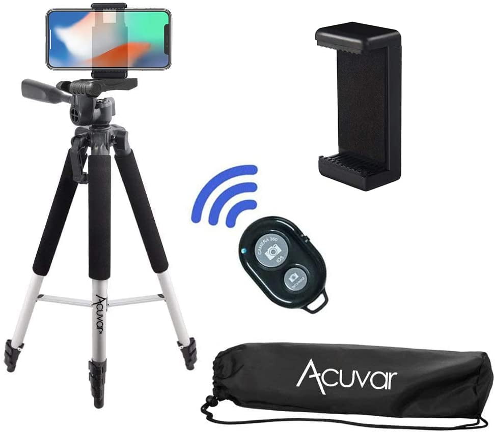 Acuvar 57" inch Pro Series Tripod and Acuvar Universal Smartphone Mount ...