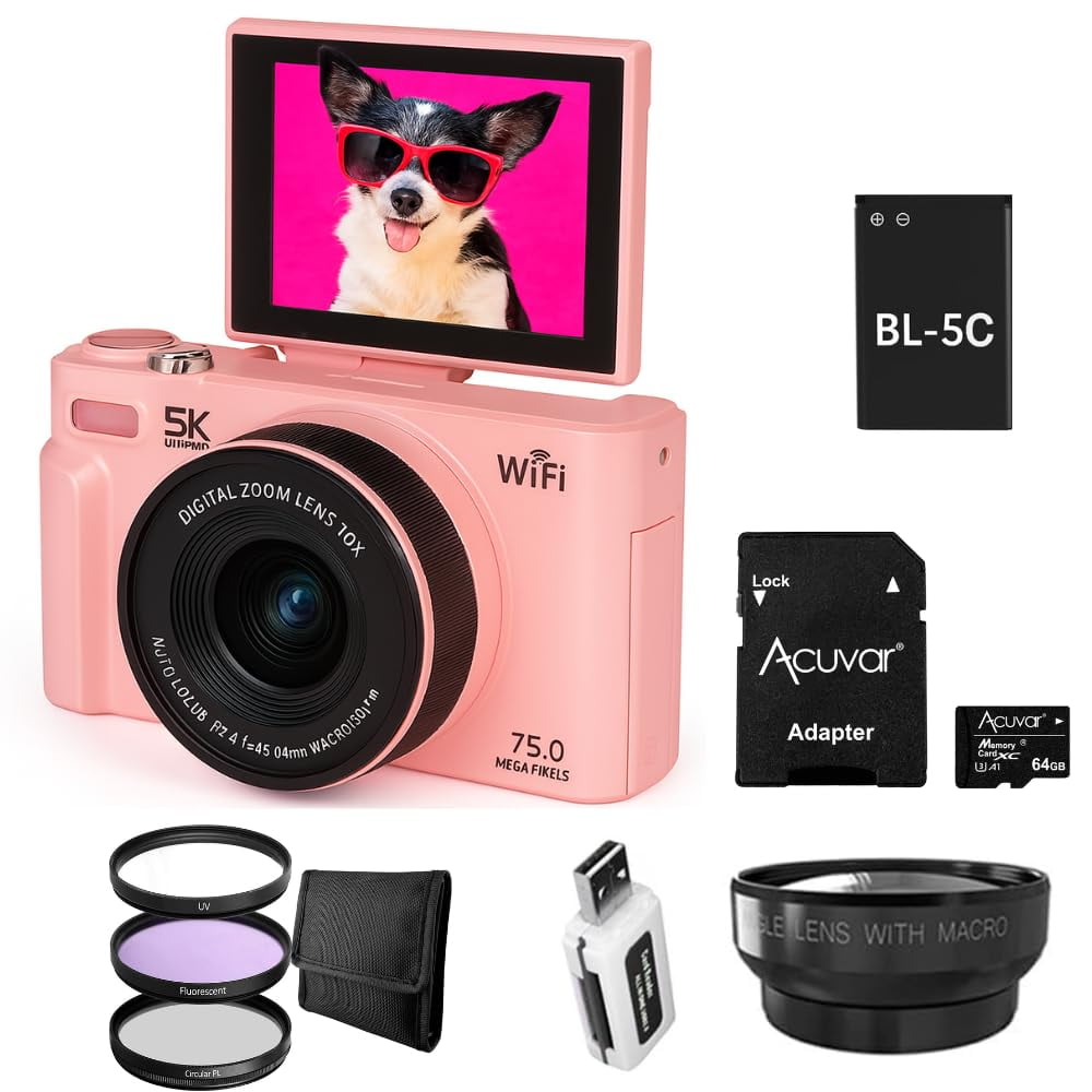 Acuvar 5K Digital Camera for Photography – 75MP Vlogging Camera with ...