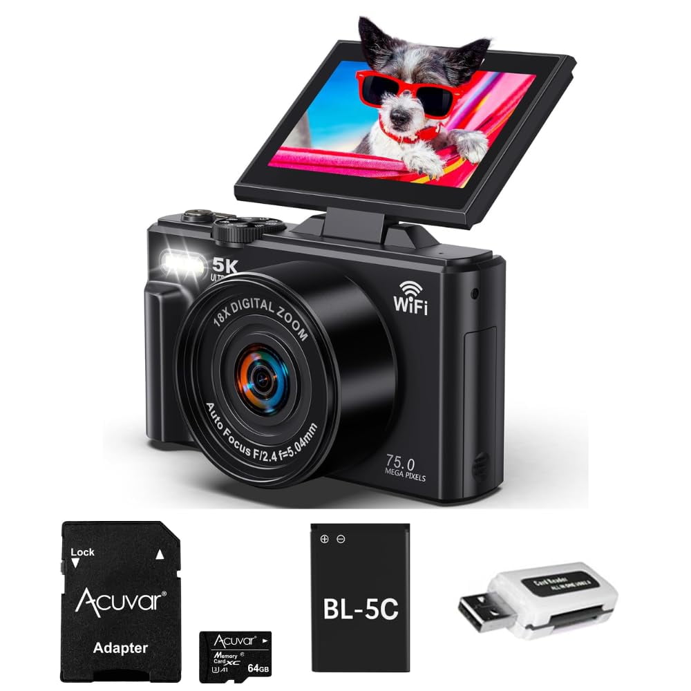 Acuvar 5K Digital Camera for Photography & Video – 75MP UHD Vlogging ...