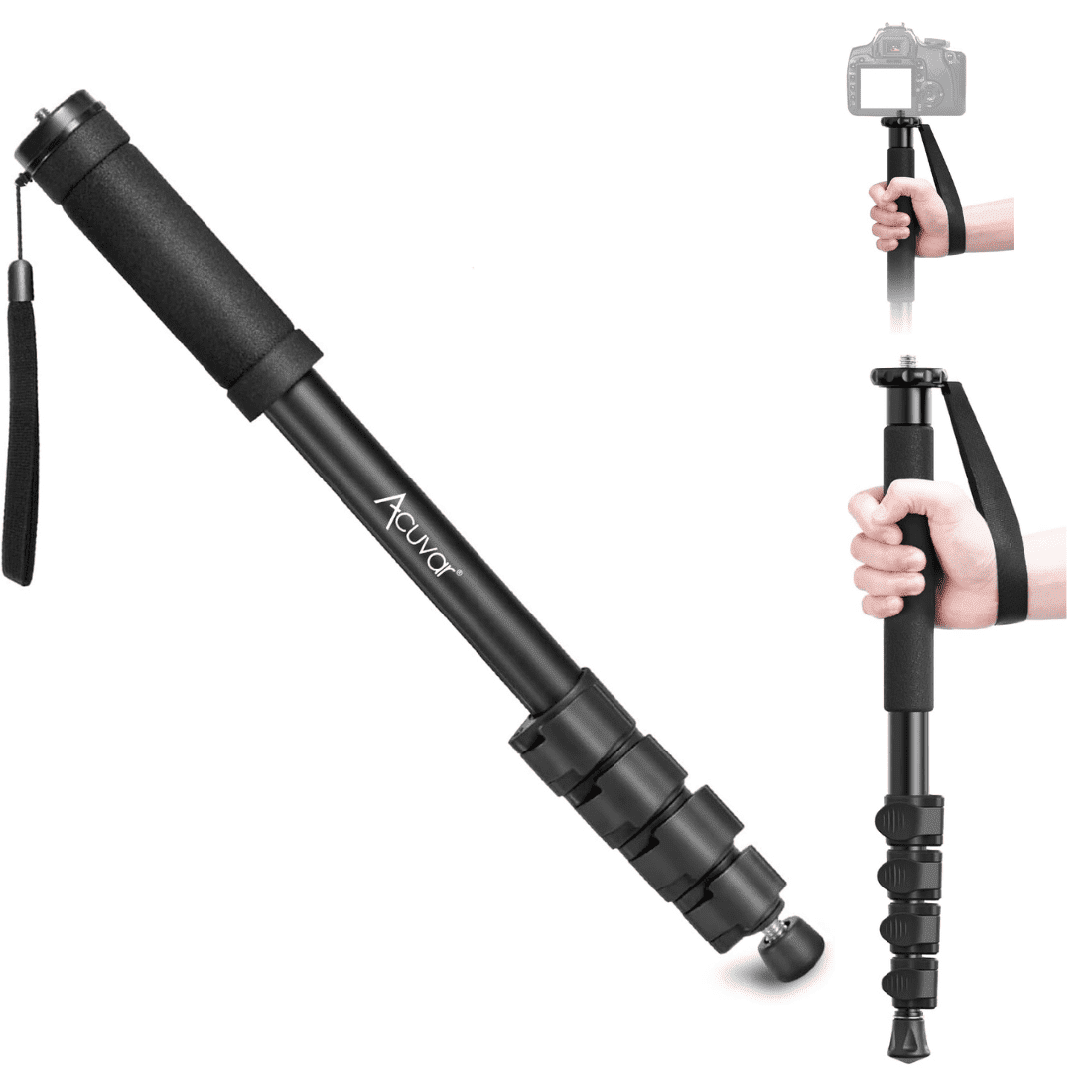 Acuvar Adjustable 62' Inch Monopod with Integrated Safety Strap and 4 ...