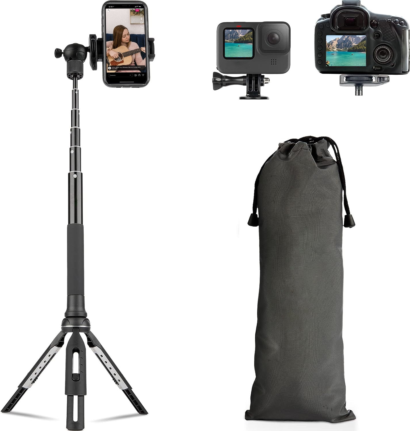 Acuvar Phone Tripod 55" - Works as Tripod, Selfie Stick, and Camera ...