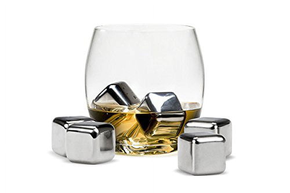 Acuvar Set of 6 Stainless Steel Reusable Ice Cube Stones ith Plastic ...
