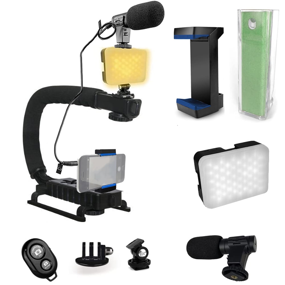 Acuvar Handheld Vlogging Kit with Stabilizer, Microphone, LED Light ...