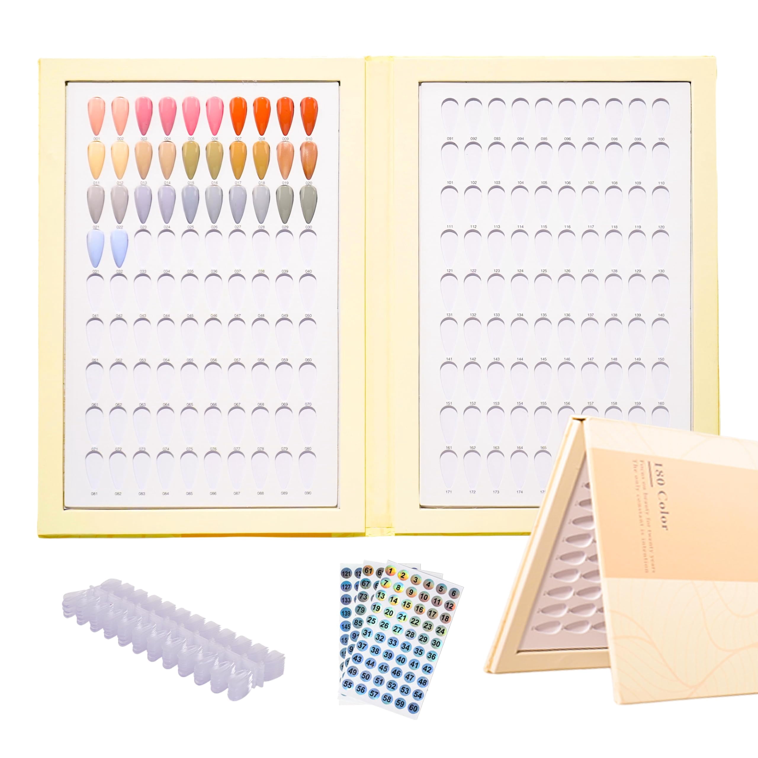 Acycoin2A 180 Nail Color Display Book Chart with 240 Nail Tips (B Style ...