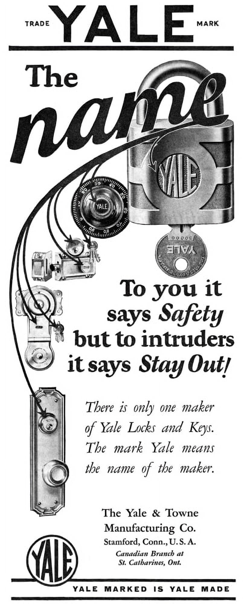 Ad: Yale Locks, 1927. /Namerican Advertisement For Yale Locks, A ...