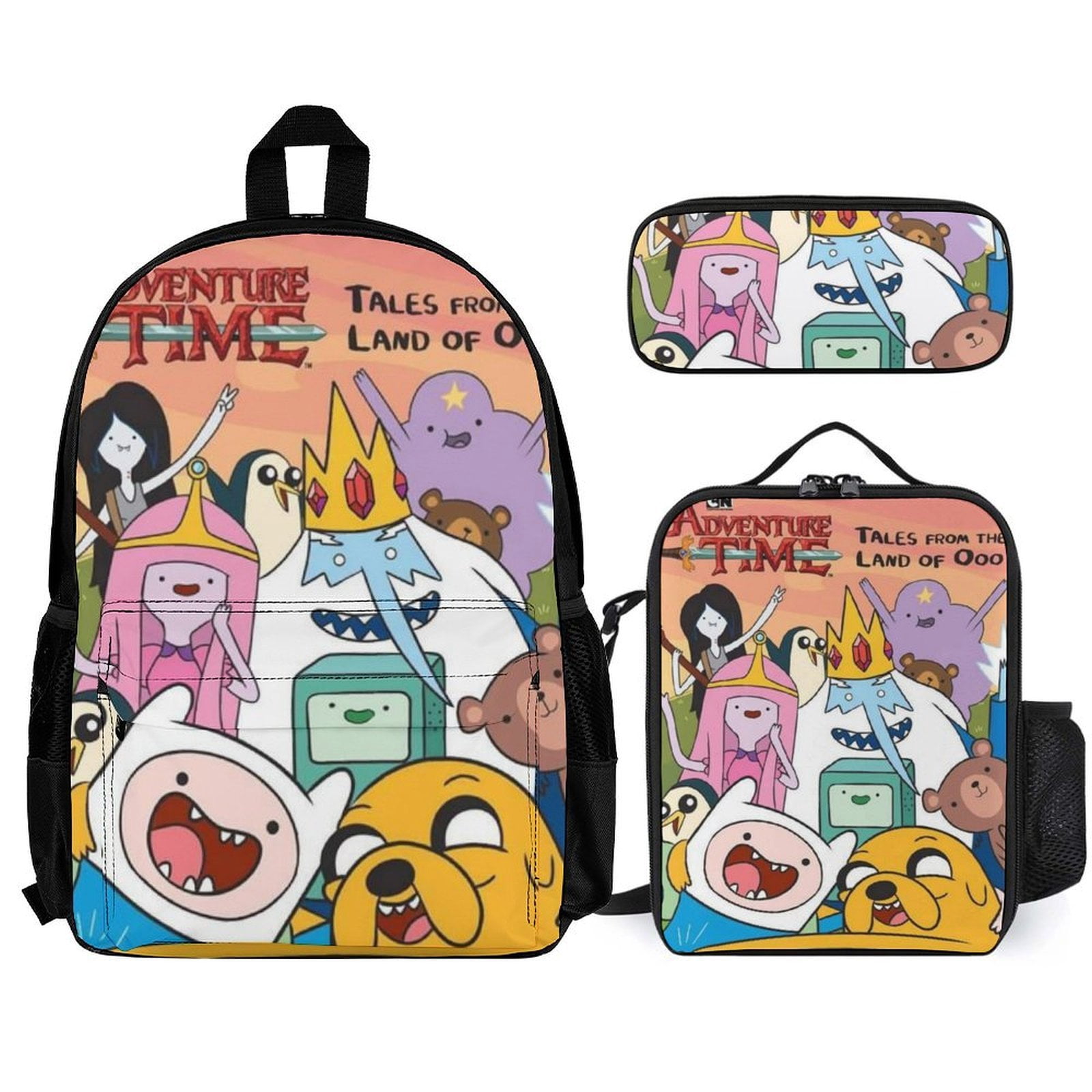 Ad-vent-ure Time Themed 3-Piece Backpack Set Lightweight and Durable ...