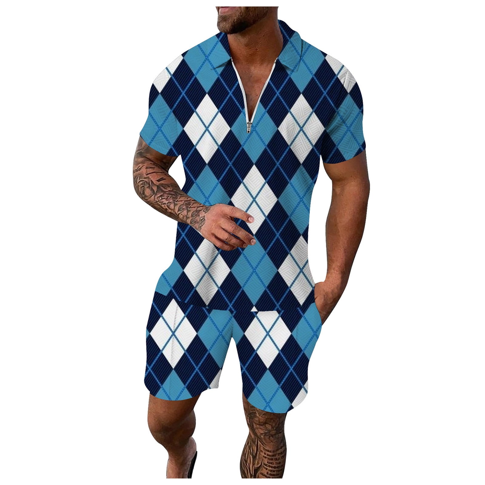 Adbfjaf Outfits For Men Tan Suite Male Casual Striped 3d Print Two