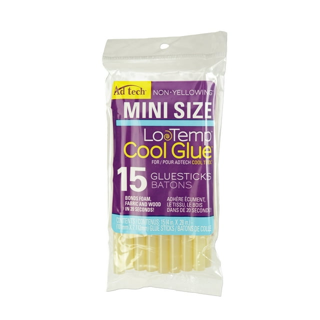 AdTech Cool Glue Mini Ultra Low-Temp Glue Sticks, Non-Yellowing, 15 ...