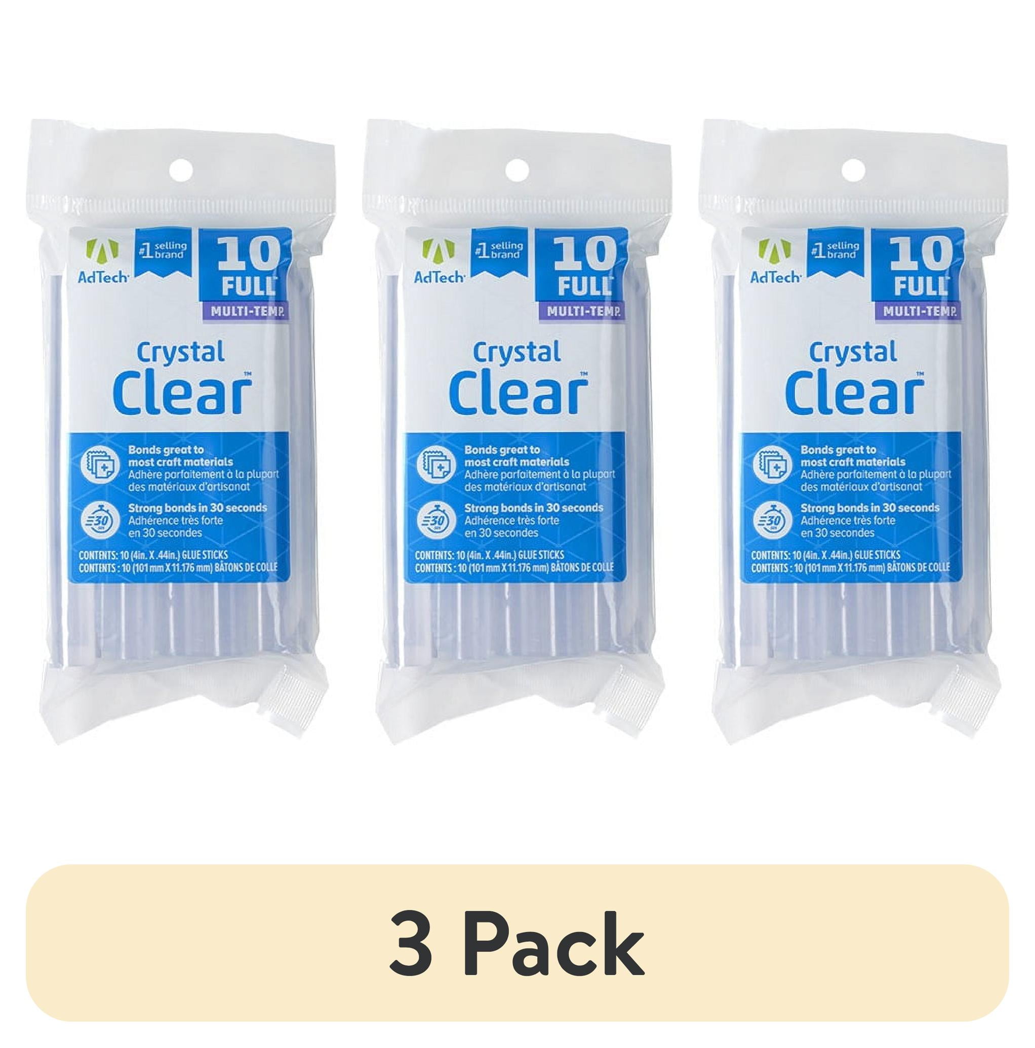 (3 pack) AdTech Crystal Clear Hot Glue Sticks, Full Size 4" x .44" ,10 ...