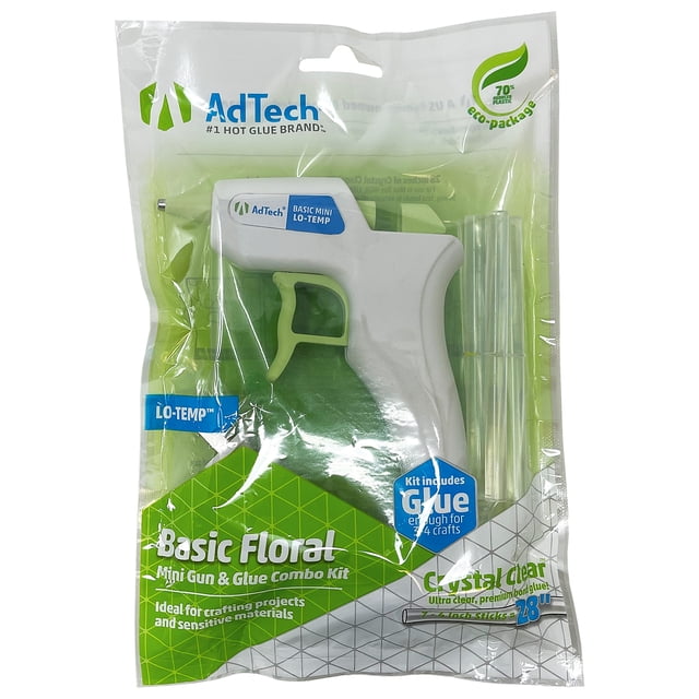 AdTech Mini Low Temp Hot Glue Gun, White with Glue Sticks, Clear Combo ...