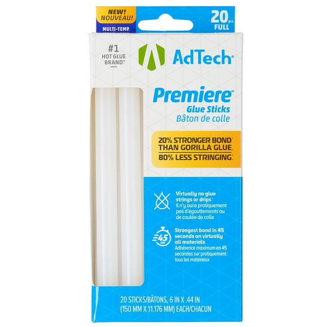 AdTech Premiere Hot Glue Gun Sticks, Full Size, 20 Count, Clear ...