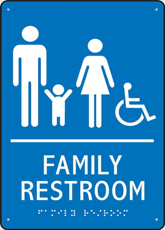 Ada Braille Tactile Sign Handicap Accessible Family Restroom 12X8 Inch ...