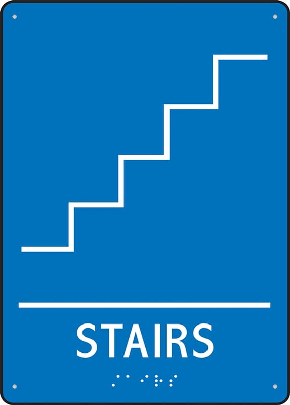 Ada Braille Tactile Sign Stairs 8X12 Inch Rust Free Aluminum,Uv Ink ...