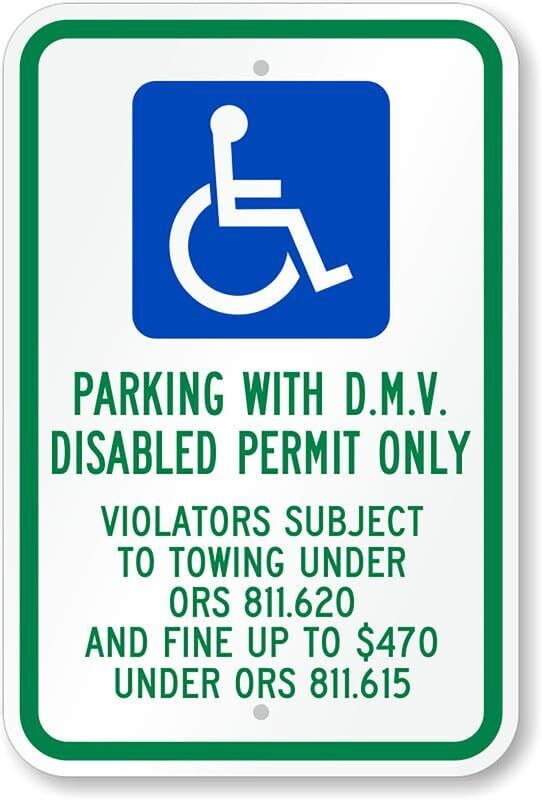 Ada Handicap Reserved Parking Weatherproof Metal Aluminum Sign SIZE: 12 ...