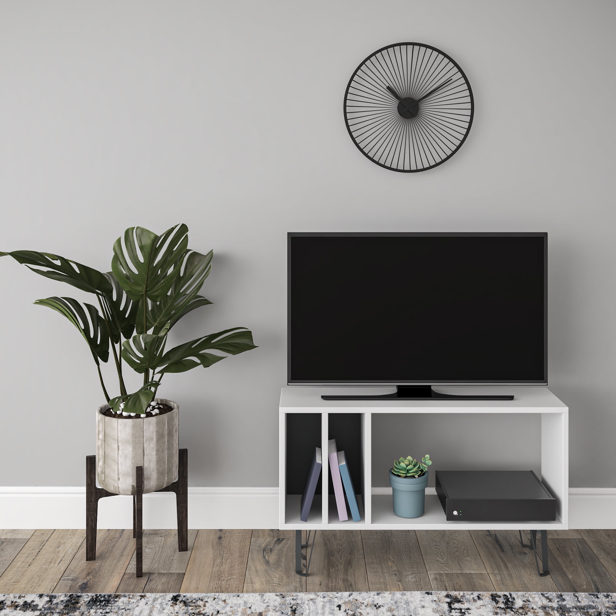 Ada Home Décor 1 Tier Open Shelf TV Stand for TVs up to 43", White Oak ...