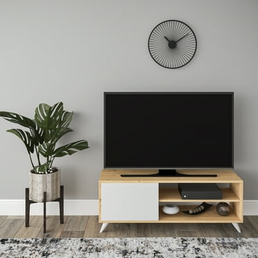 Ada Home Decor Modern TV Stand for TVs up to 53 Inch White with Storage ...