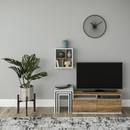 Ada Home Decor Modern TV Stand for TVs up to 53 Inch White with Storage ...