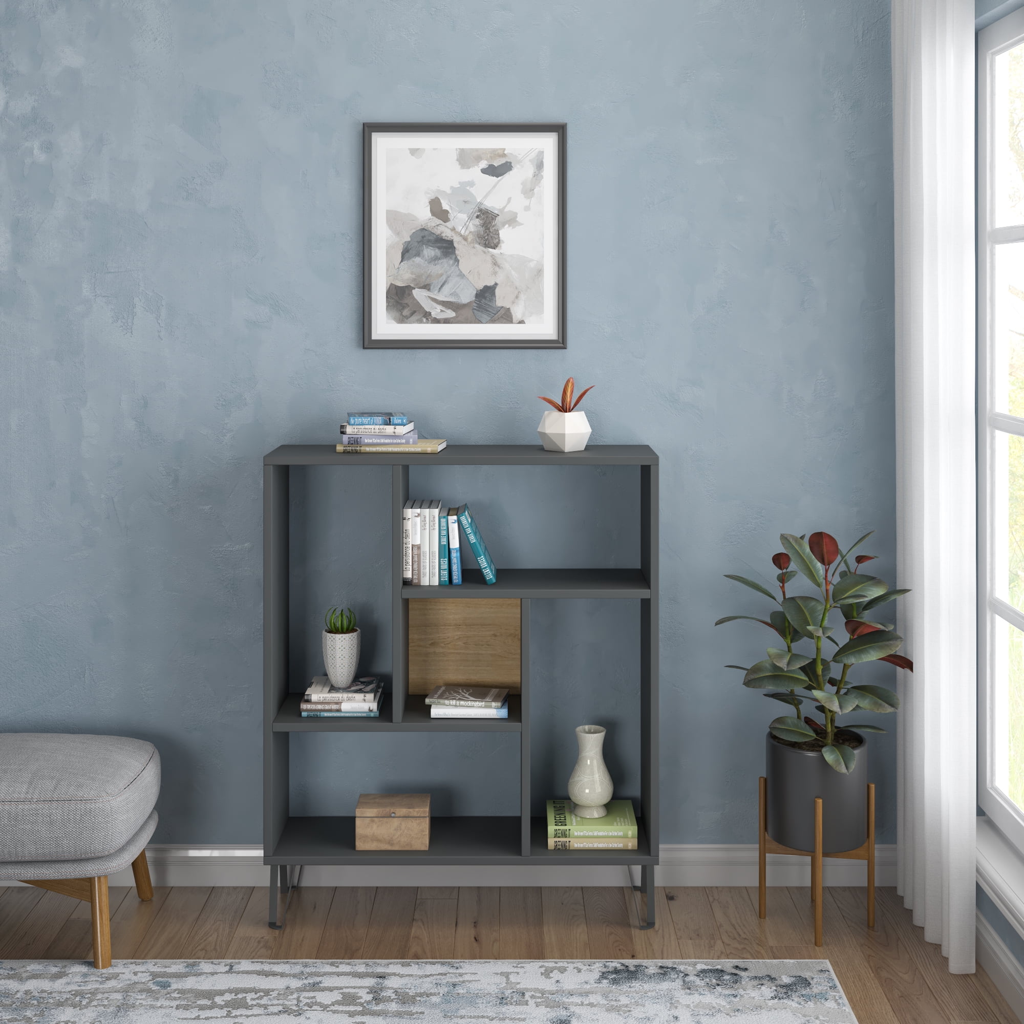 Ada Home Decor Arven 3 Tier Open Shelf Cube Bookcase, Anthracite ...