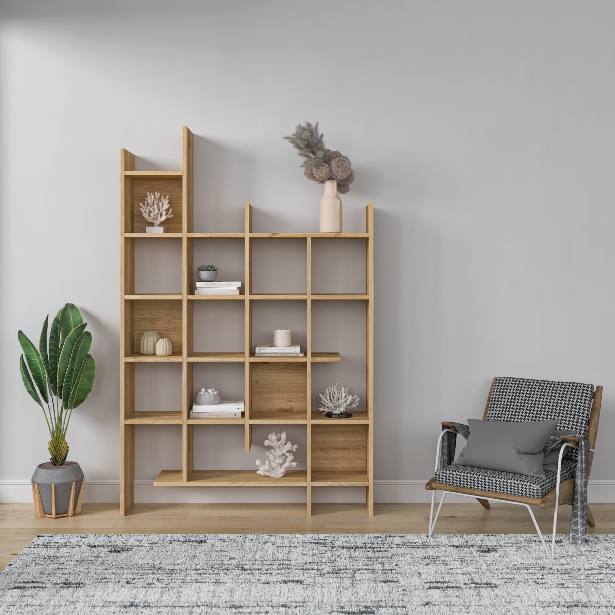 Free Shipping! Ada Home Decor Modern Oak Burnham 6 Shelf Bookcase ...