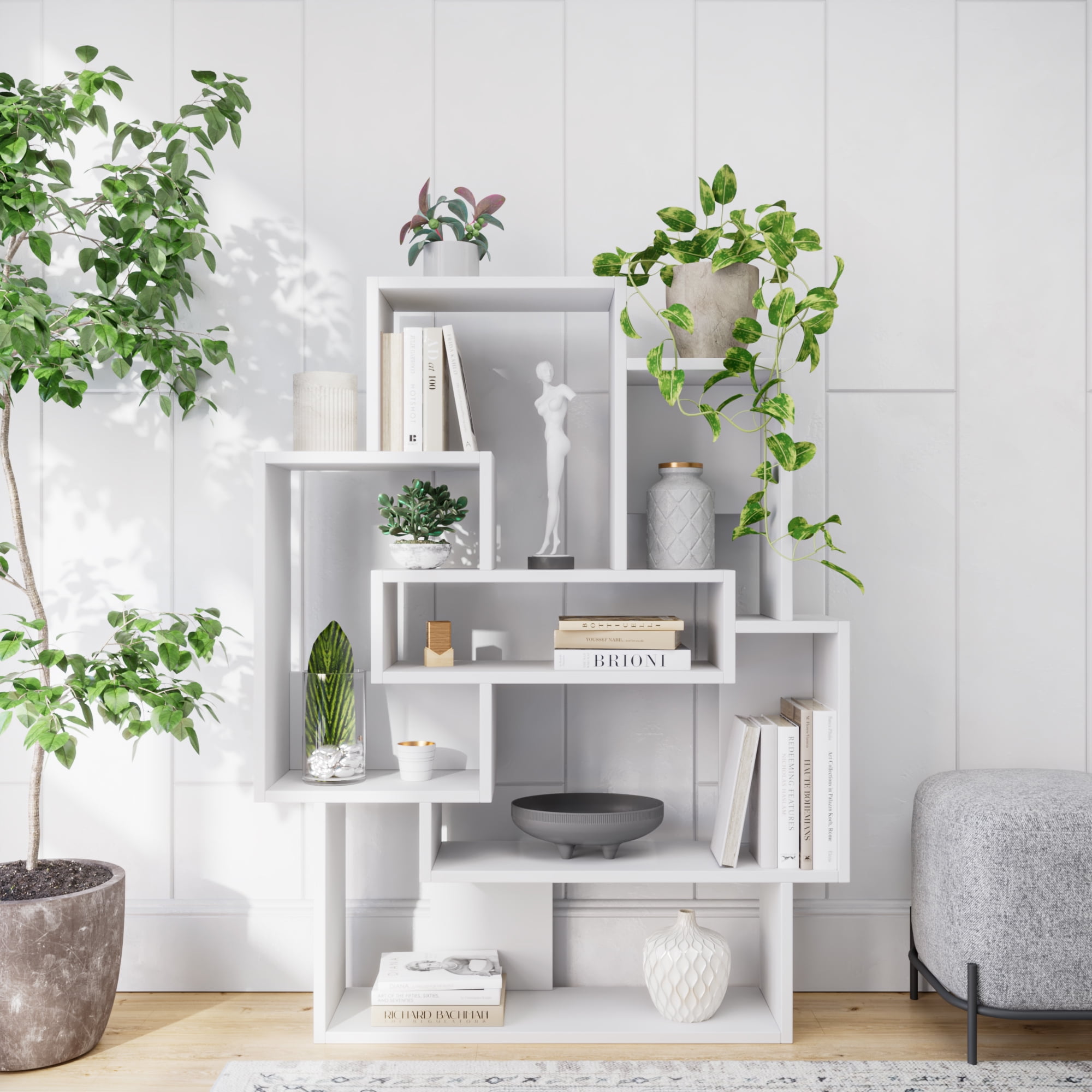 Free Shipping! Ada Home Decor Bernard 6 Shelf White Modern Bookcase ...