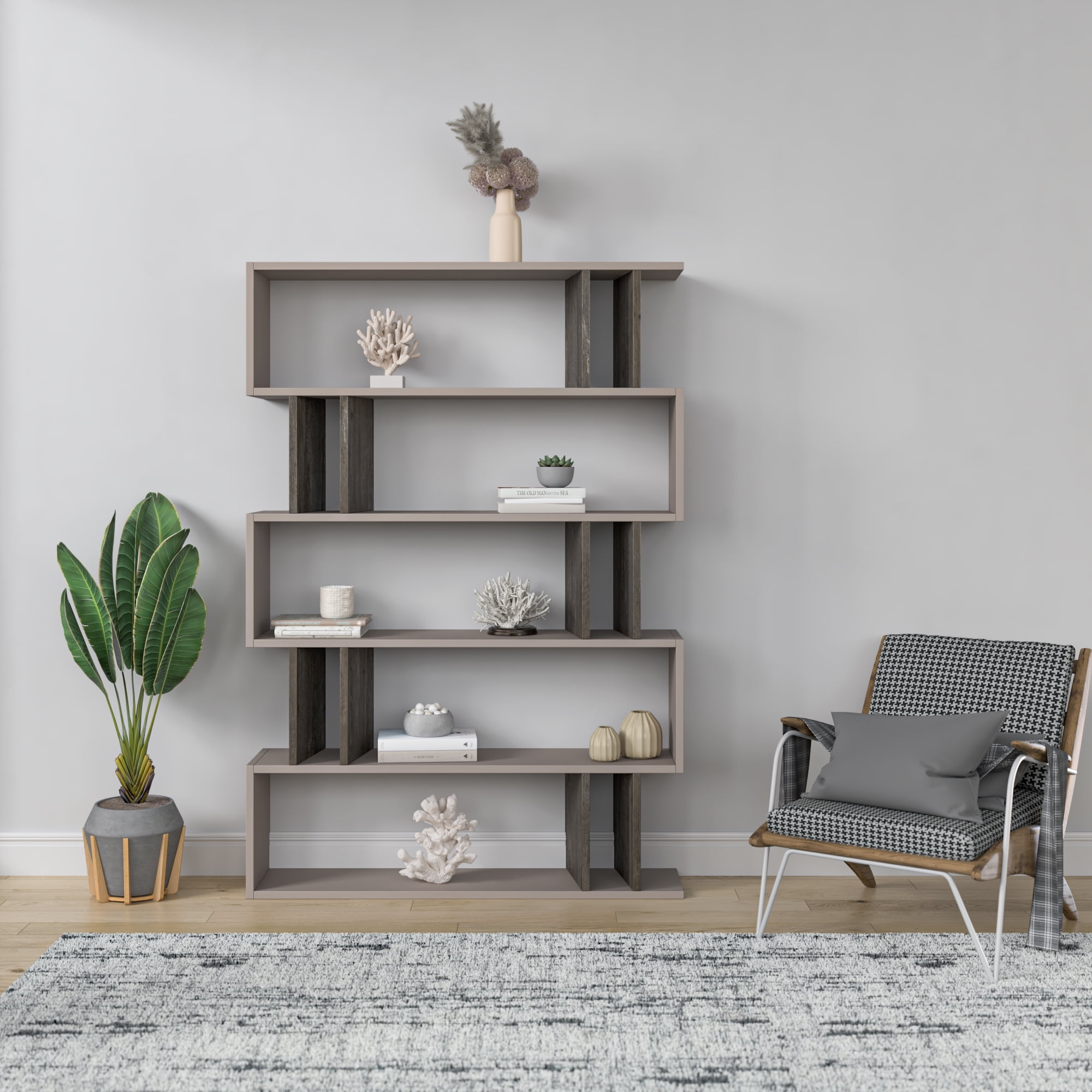 Ada Home Decor Berwyn Multiple Tier Open Shelf Modern Bookcase, Light ...