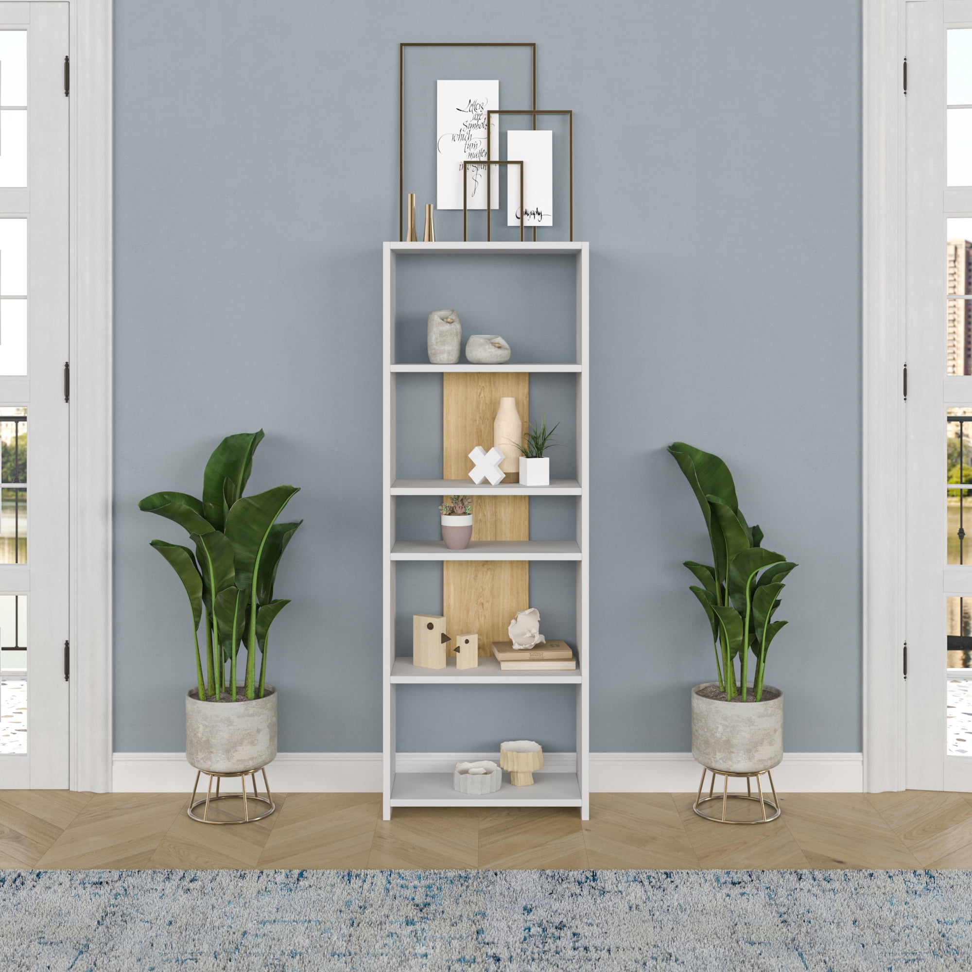 Ada Home Decor Diosp Multiple Tier Open Shelf Modern Bookcase, Oak ...