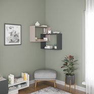 Ada Home Decor Furniture 3 Tier 33.5" Oak Kolin Modern Hanging Floating ...