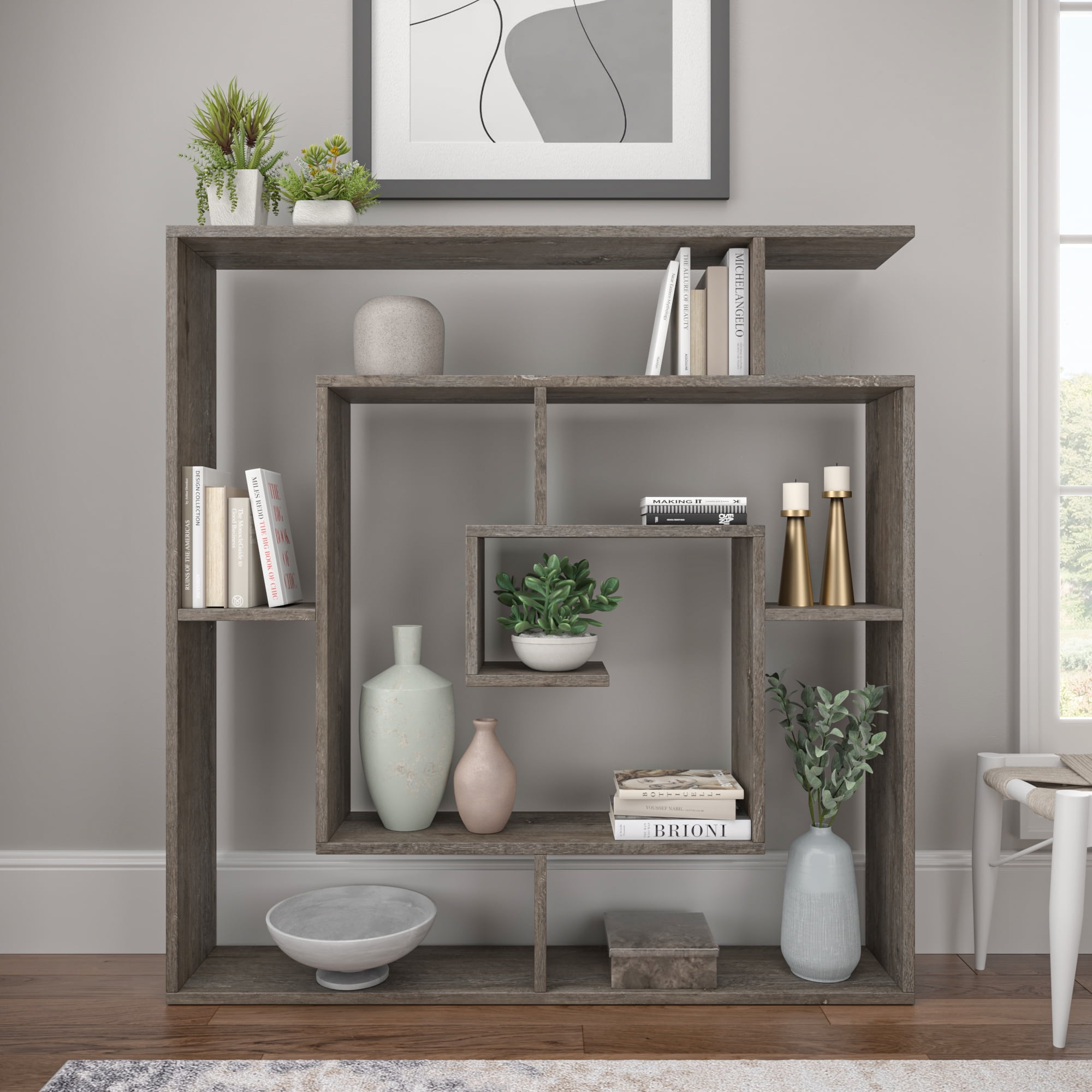 Ada Home Decor Briscoe 4 Tier Open Shelf Modern Bookcase, Dark Brown ...