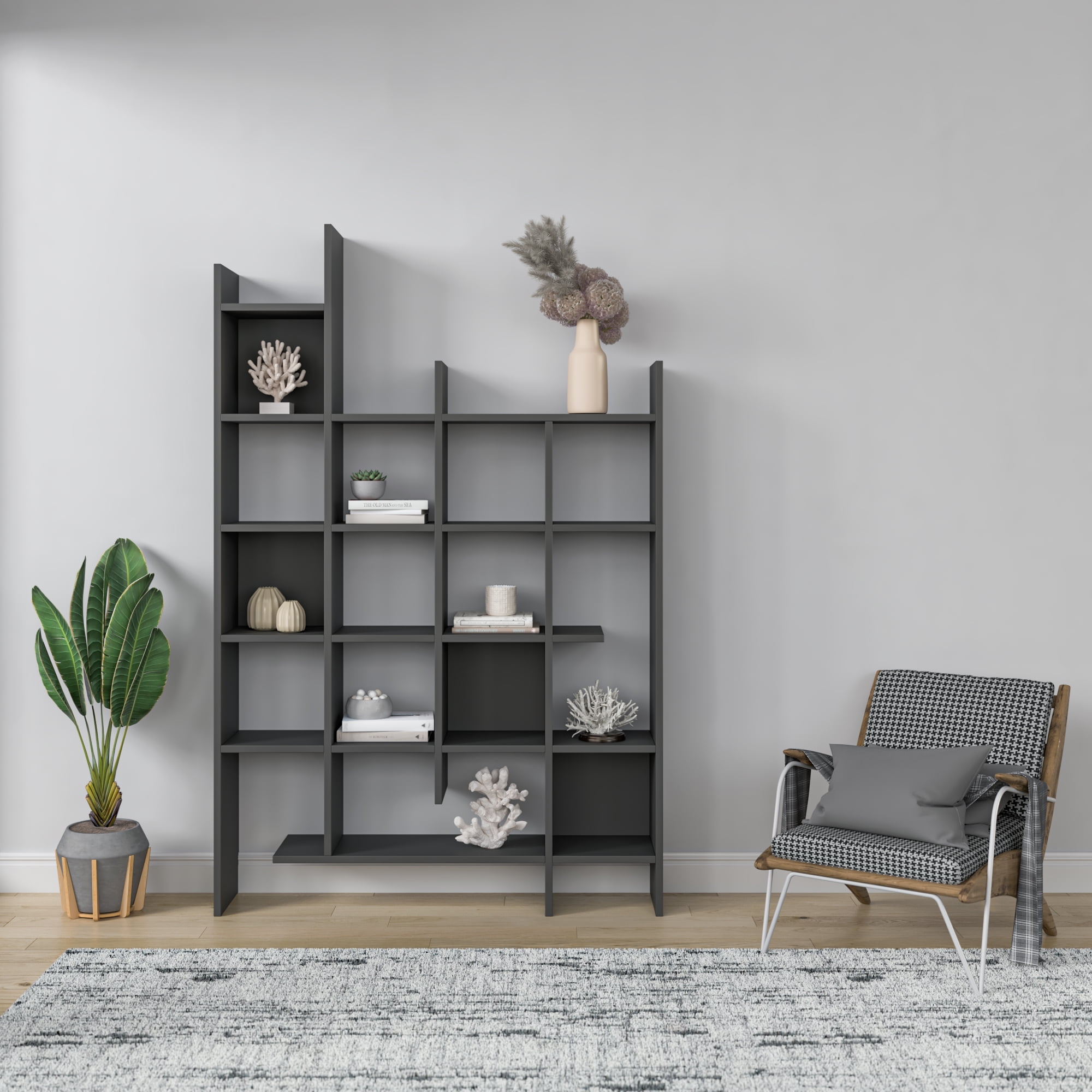 Ada Home Decor Furniture Modern Anthracite Burnham Bookcase - Walmart.com