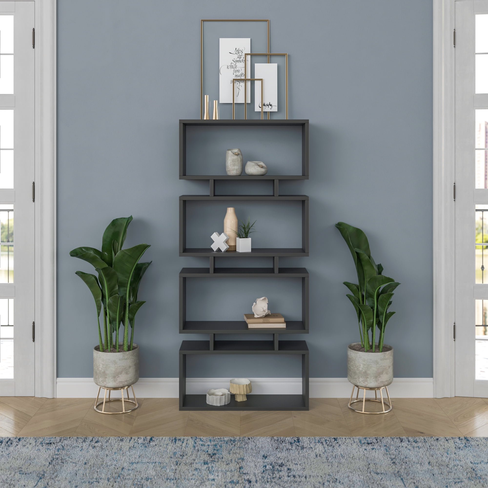 Ada Home Decor Harmon 4 Tier Bookcase, Anthracite - Walmart.com