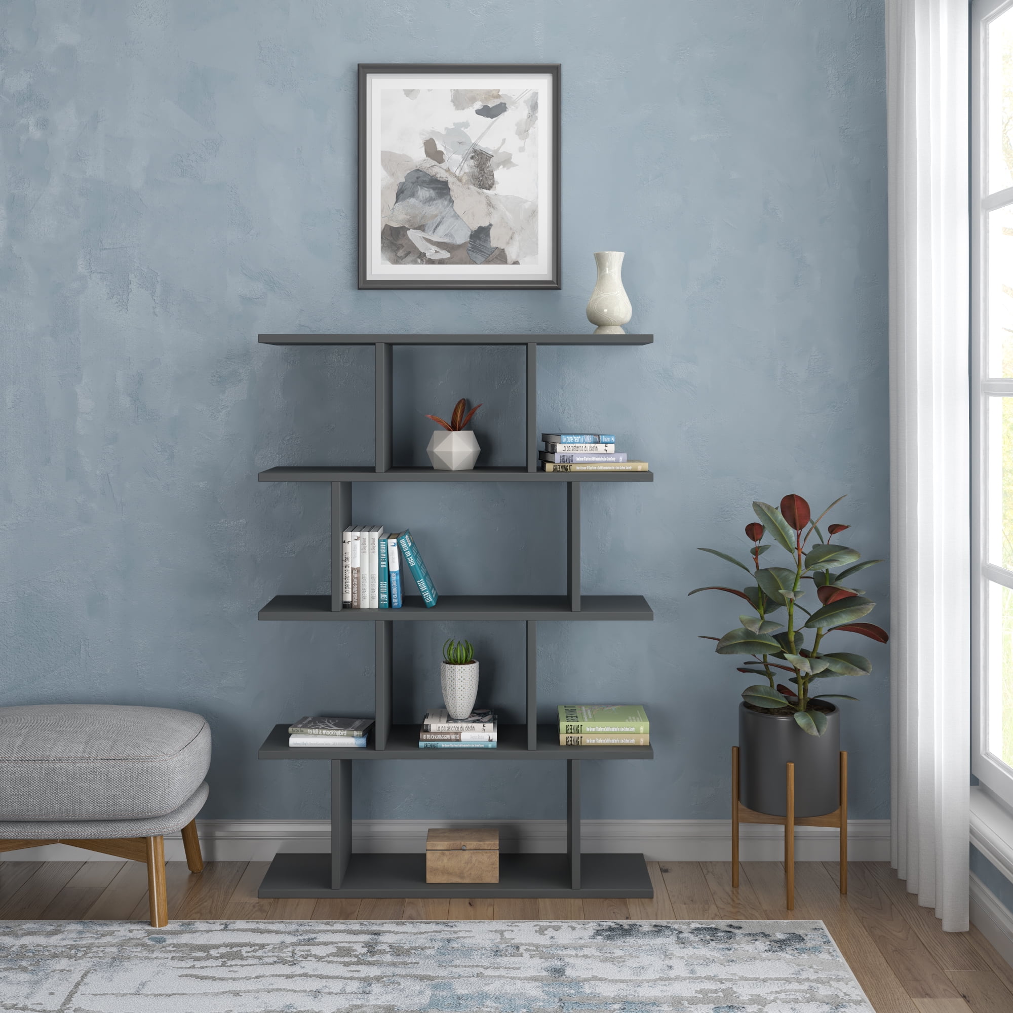 Ada Home Decor Harmon 4 Tier Bookcase - Anthracite Design - Walmart.com