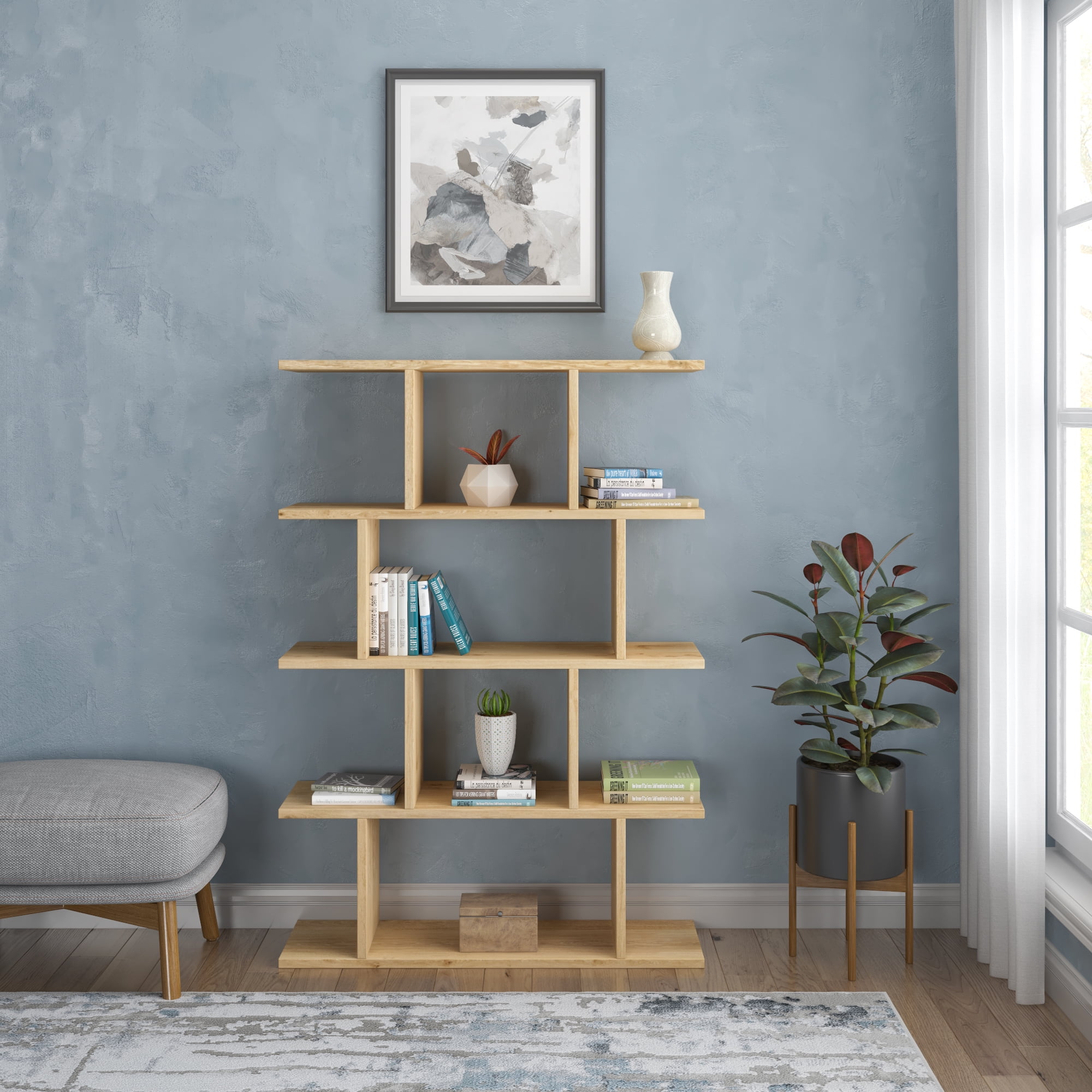 Ada Home Decor Harmon 4 Tier Bookcase, Oak - Walmart.com