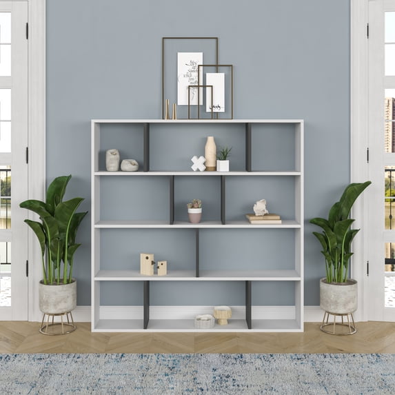 Ada Home Decor Hodbi 4 Tier Modern Bookcase - Wenge/White - Walmart.com