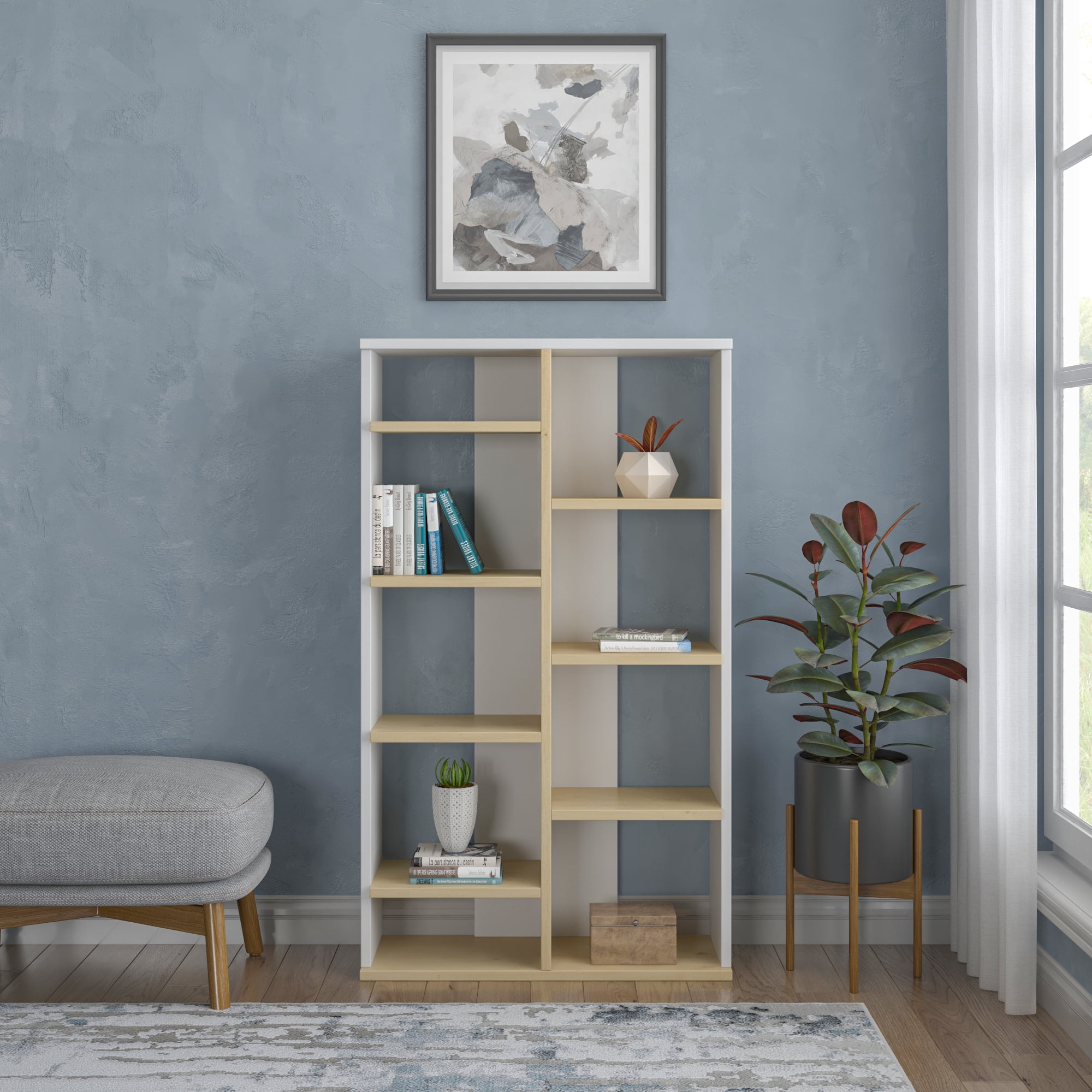 Ada Home Decor Keota Multiple Tier Open Shelf Modern Bookcase, Oak ...