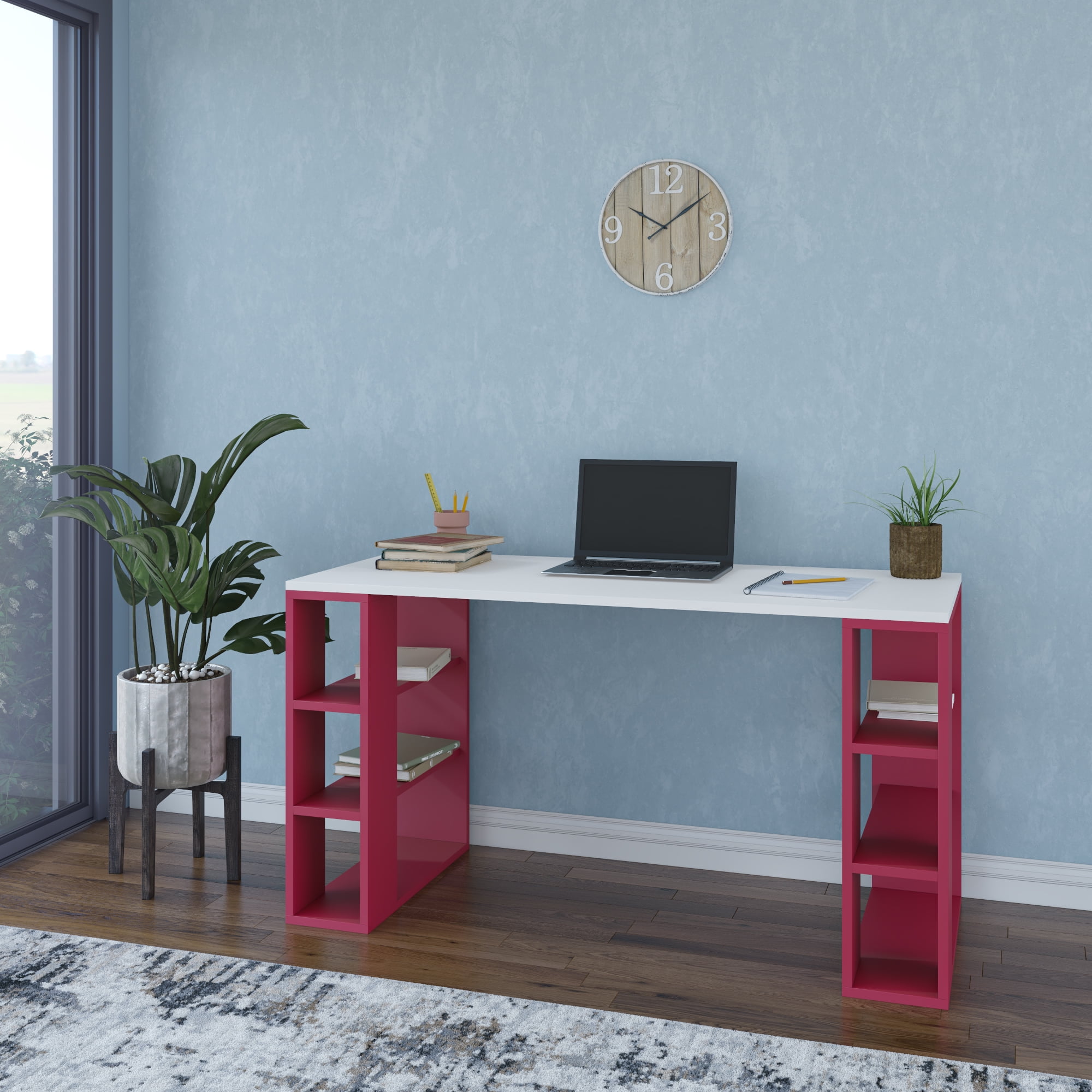 Ada Home Decor Minimalist Home Office Computer Desk Workstation with 3 ...