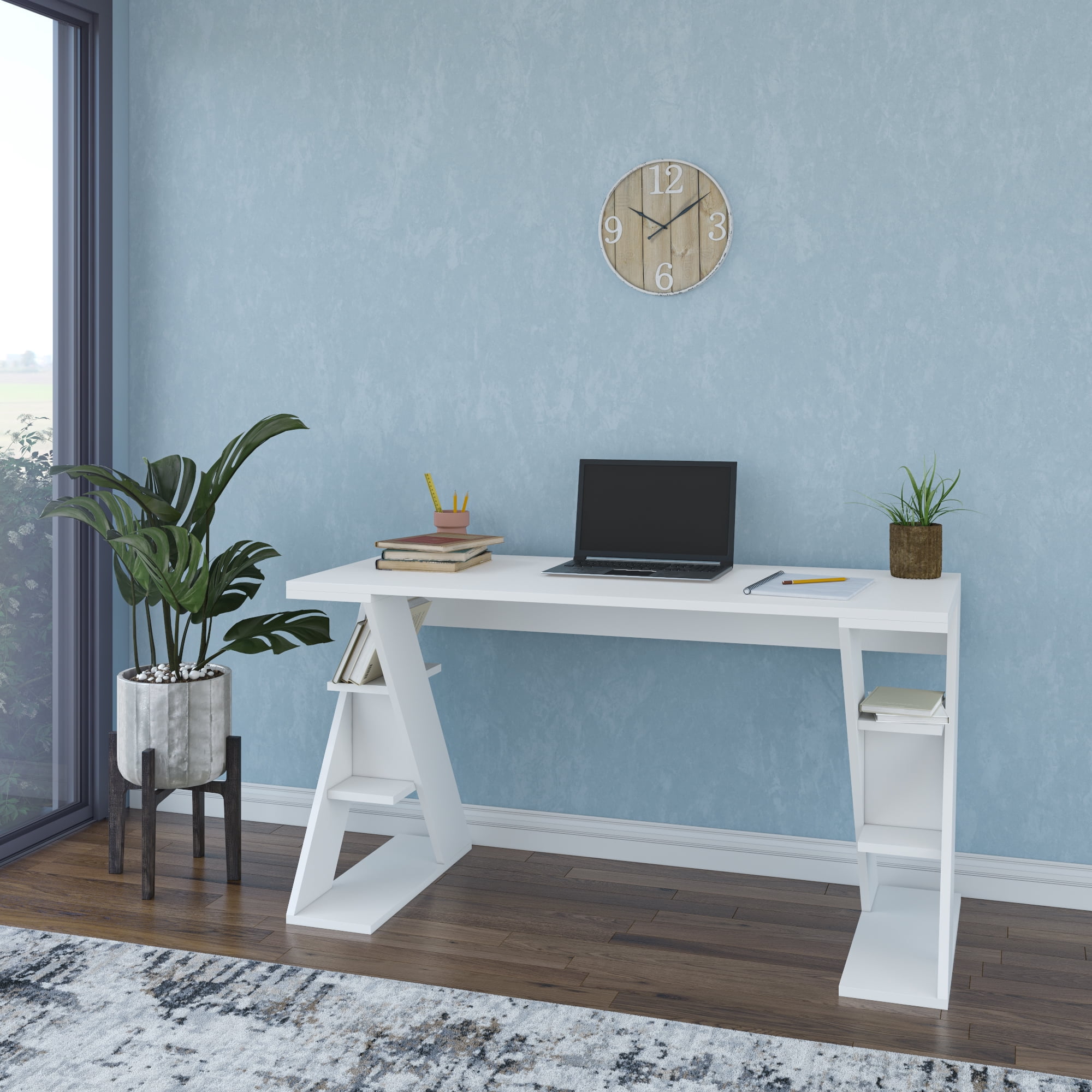 Ada Home Decor Minimalist Home Office Computer Desk Workstation with 3 ...