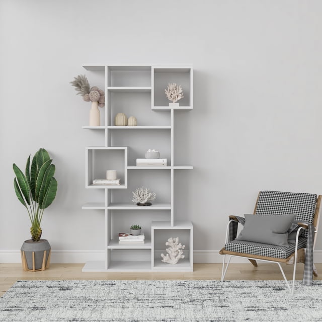 Ada Home Decor Multiple Tier Open Shelf Modern Bookcase, White ...
