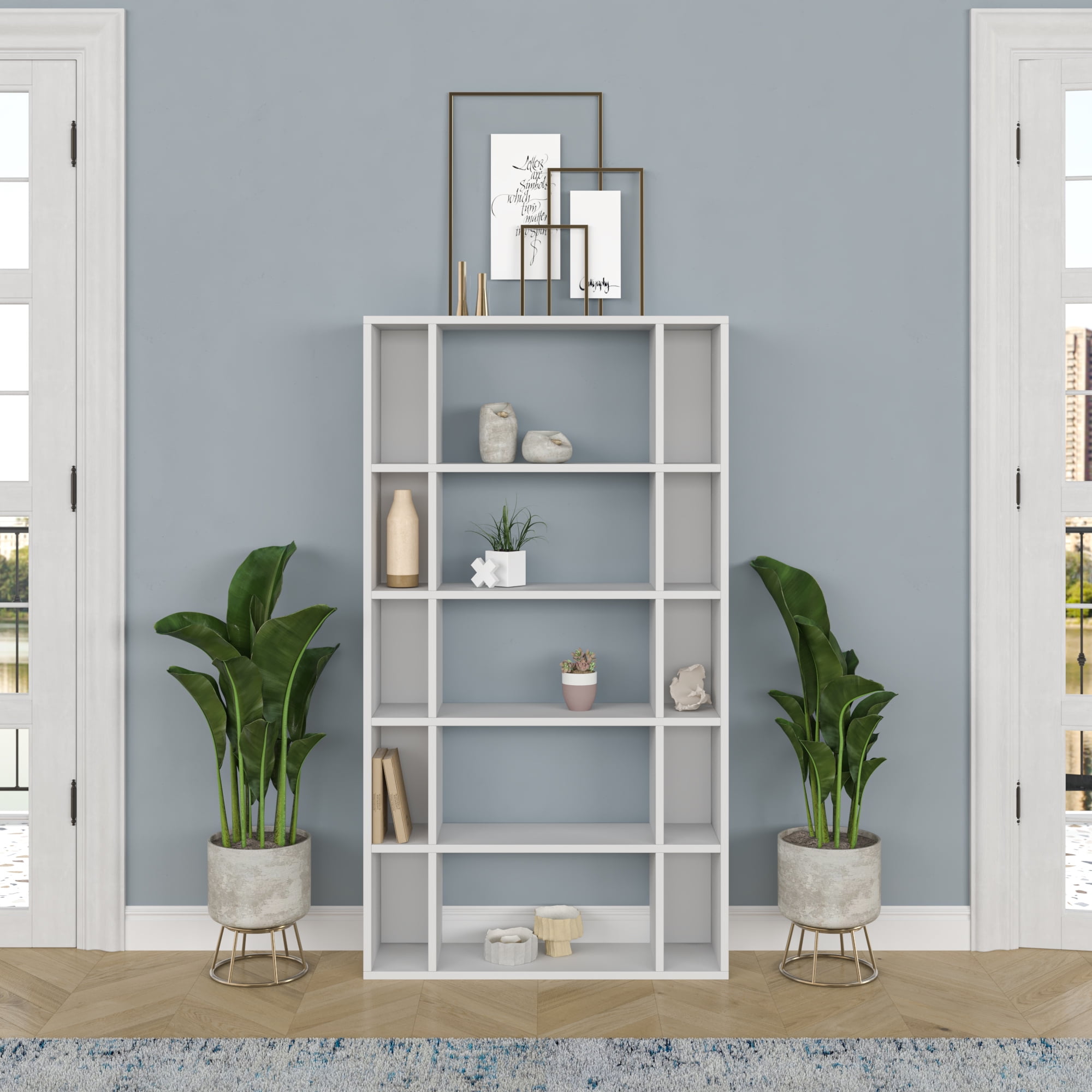 Ada Home Decor Sanborn Multiple Tier Open Shelf Modern Bookcase, White ...