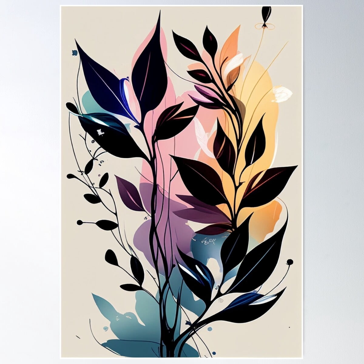 Ada - Watercolor Flowers Abstract Painting Pattern In Blue, Yellow ...