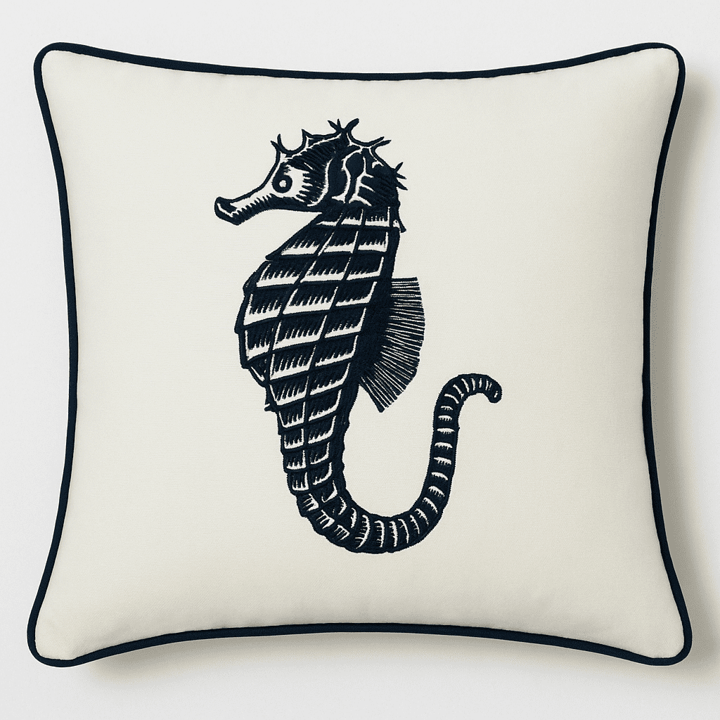 Adade 20x20" Marine Themed Pillow Case, Handmade Shell or Seahorse ...