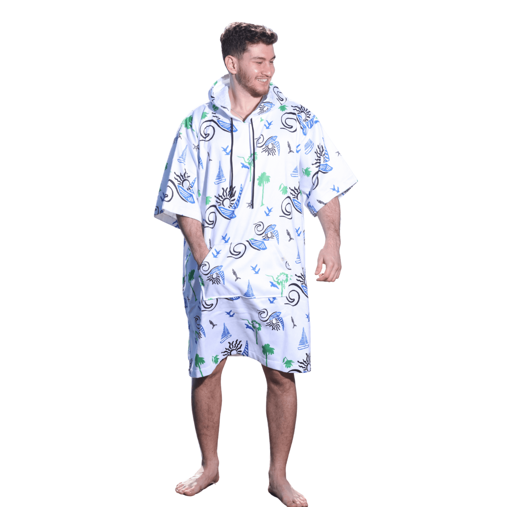 Adade Adult Surf Changing Poncho, White Hooded Towel Robe - Quick-Dry ...