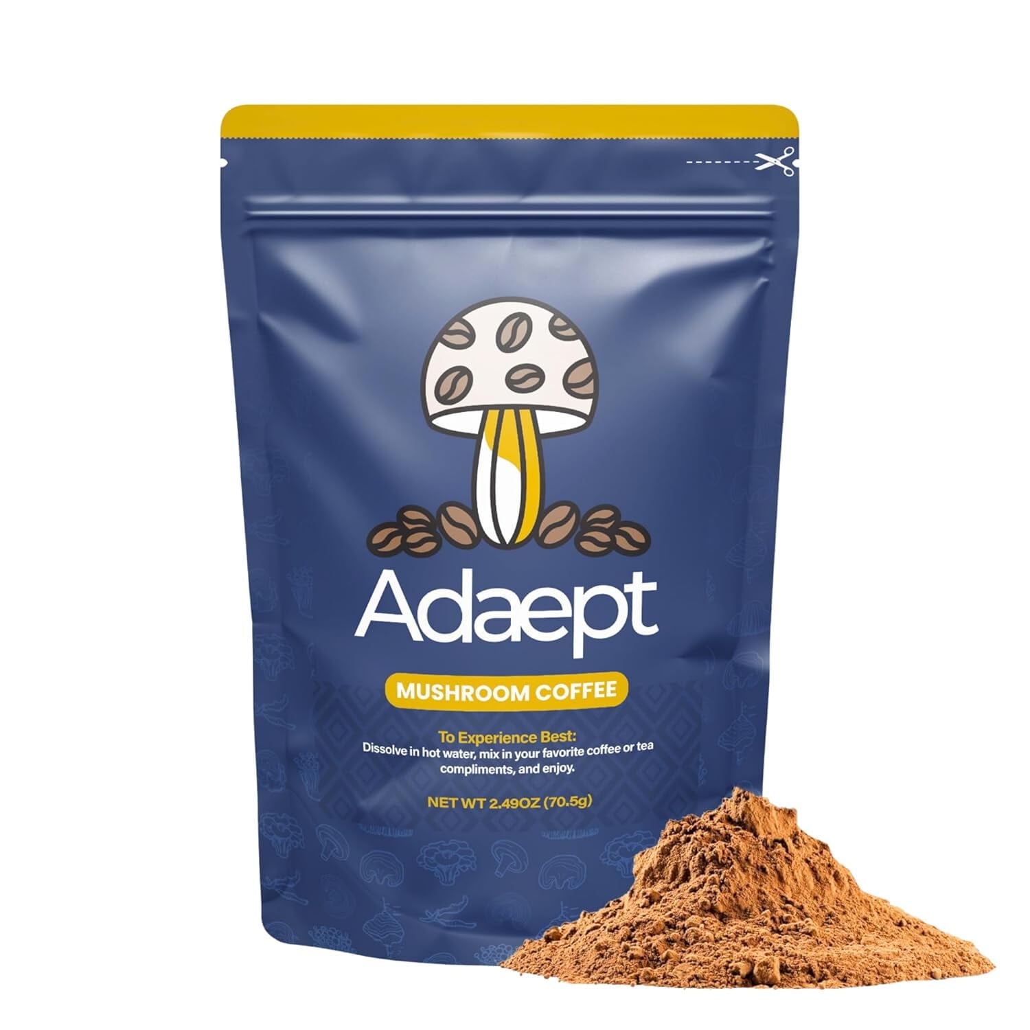 Adaept Original Mushroom Coffee Organic Peruvian Cacao, Dandelion Root ...