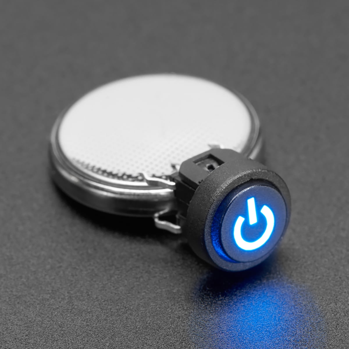 Adafruit Mini Illuminated Momentary Pushbutton with Blue Power Symbol ...