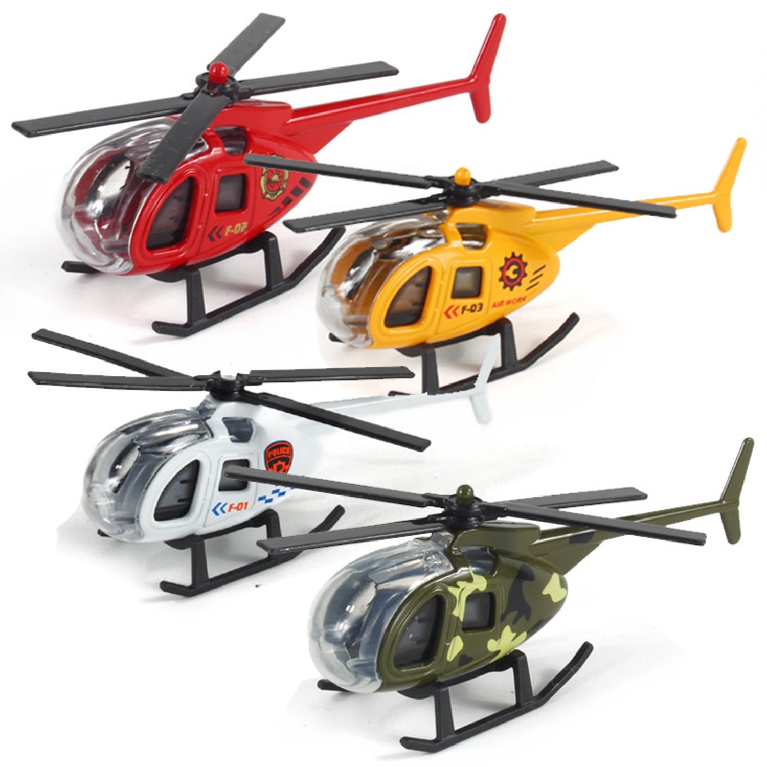 Adakot 4 Pcs Mini Helicopters Model Airplanes Toy for Boys 3-6 Years ...
