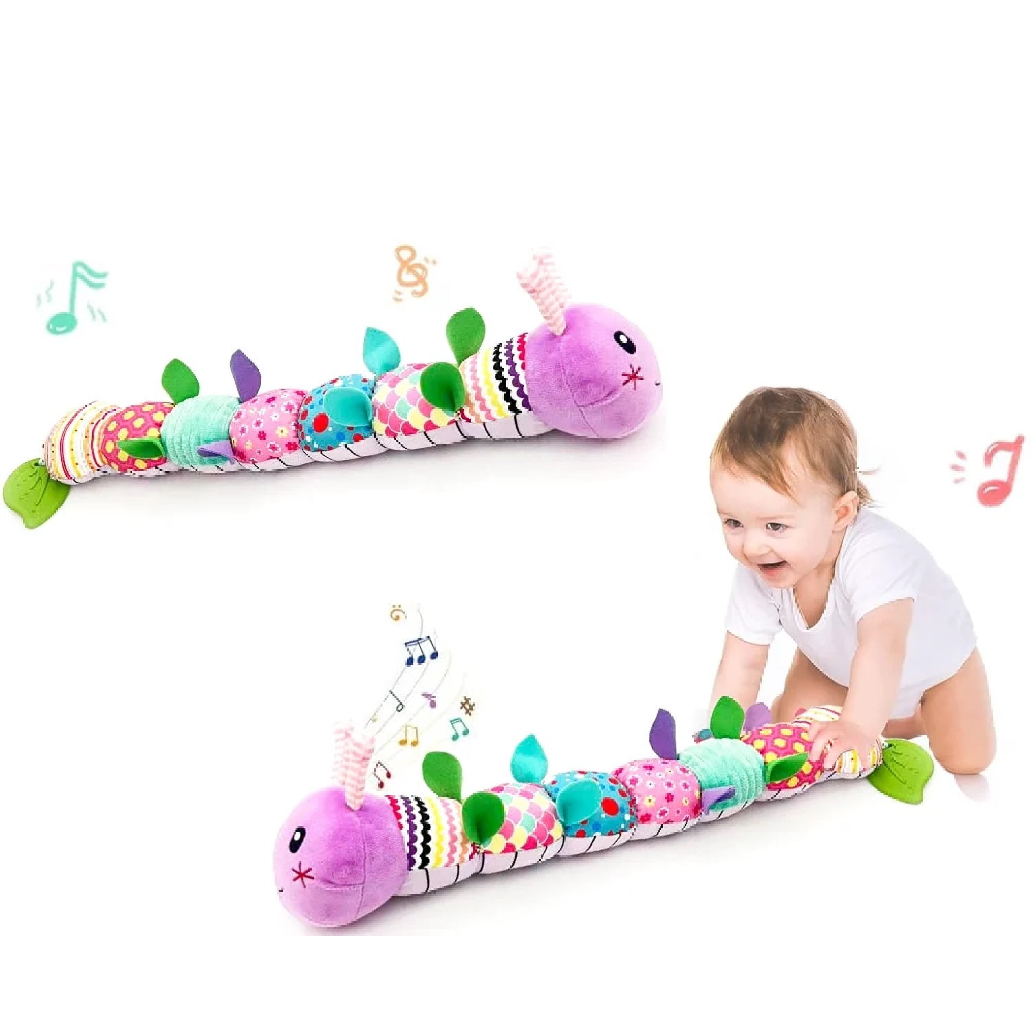 Adakot Baby Toys 0-6 Months, Musical Caterpillar Infant Toy with Multi ...