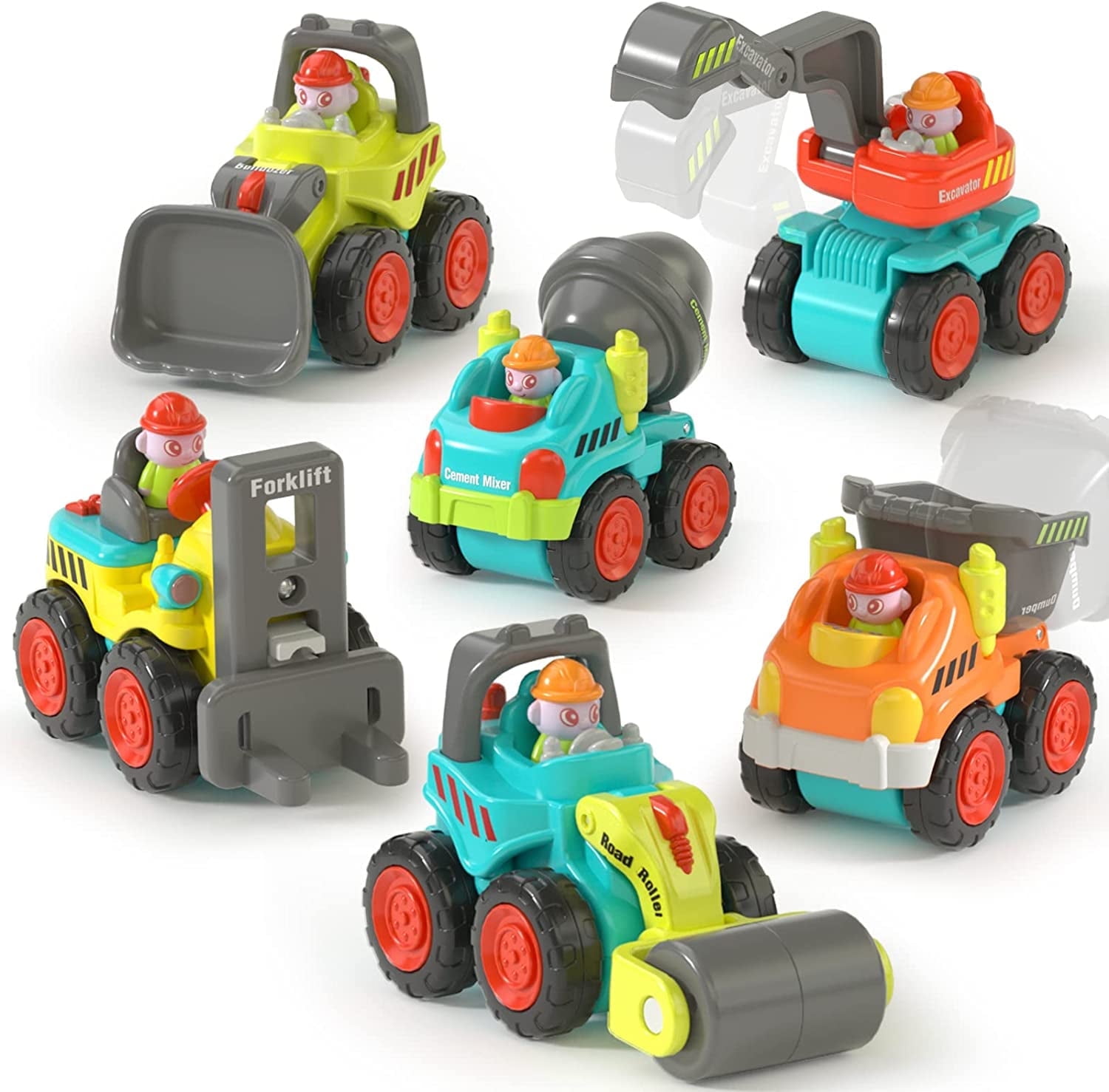 Adakot Kids Toy Trucks - 6 PCs Mini Car Toys for 1-3 Year Old Boys ...