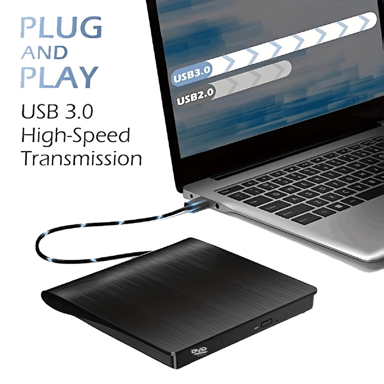 Adakot External DVD Drive, USB 3.0 Portable CD/DVD +/-RW Drive/DVD ...