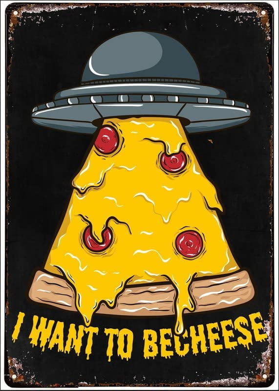 Adale Alien Pizza Ufo Wall Art Decorative Vintage Signs Gift For Home ...