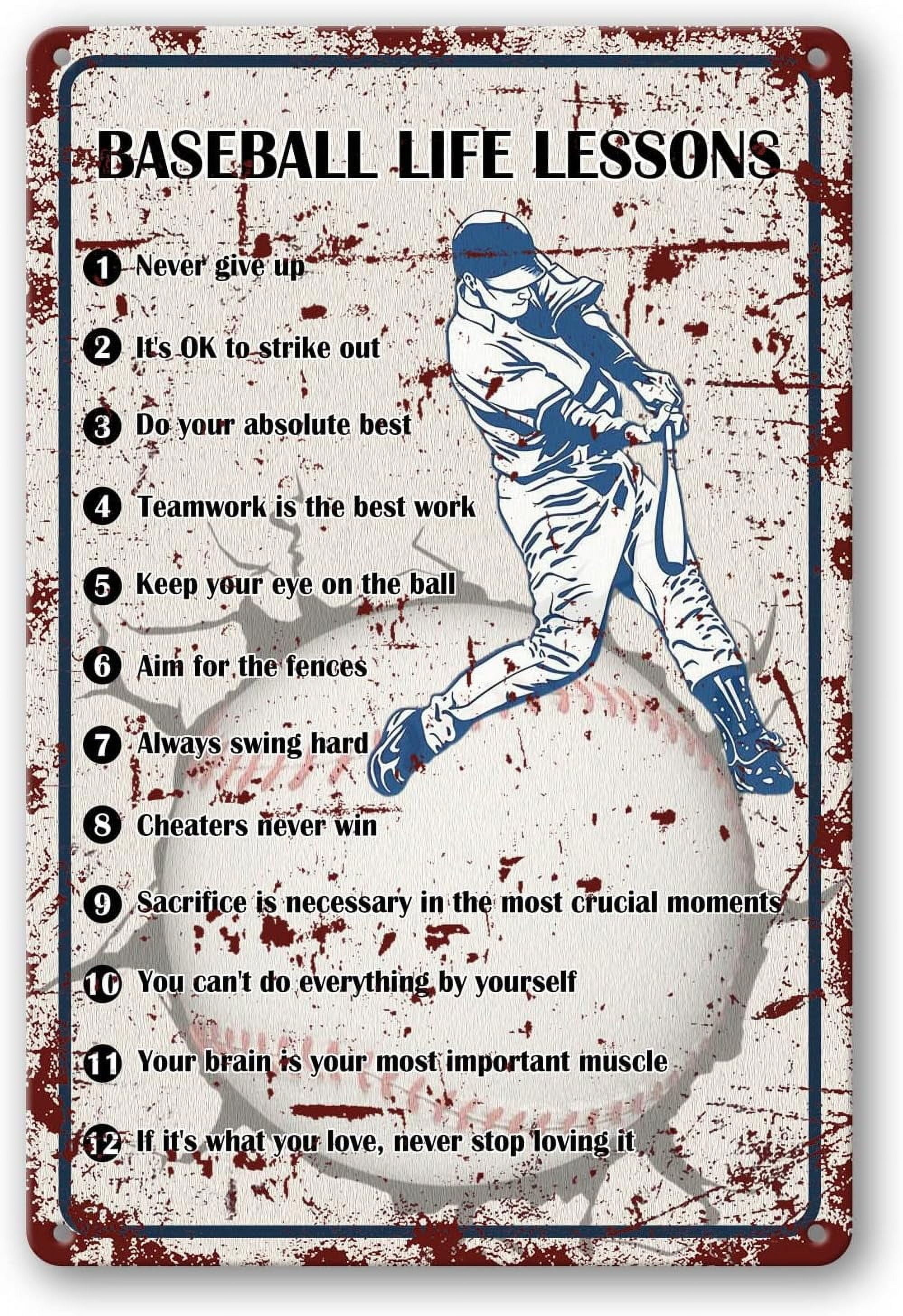 Adale Baseball Decor Bassball Tin Signs Baseball Life Lessons Sign ...